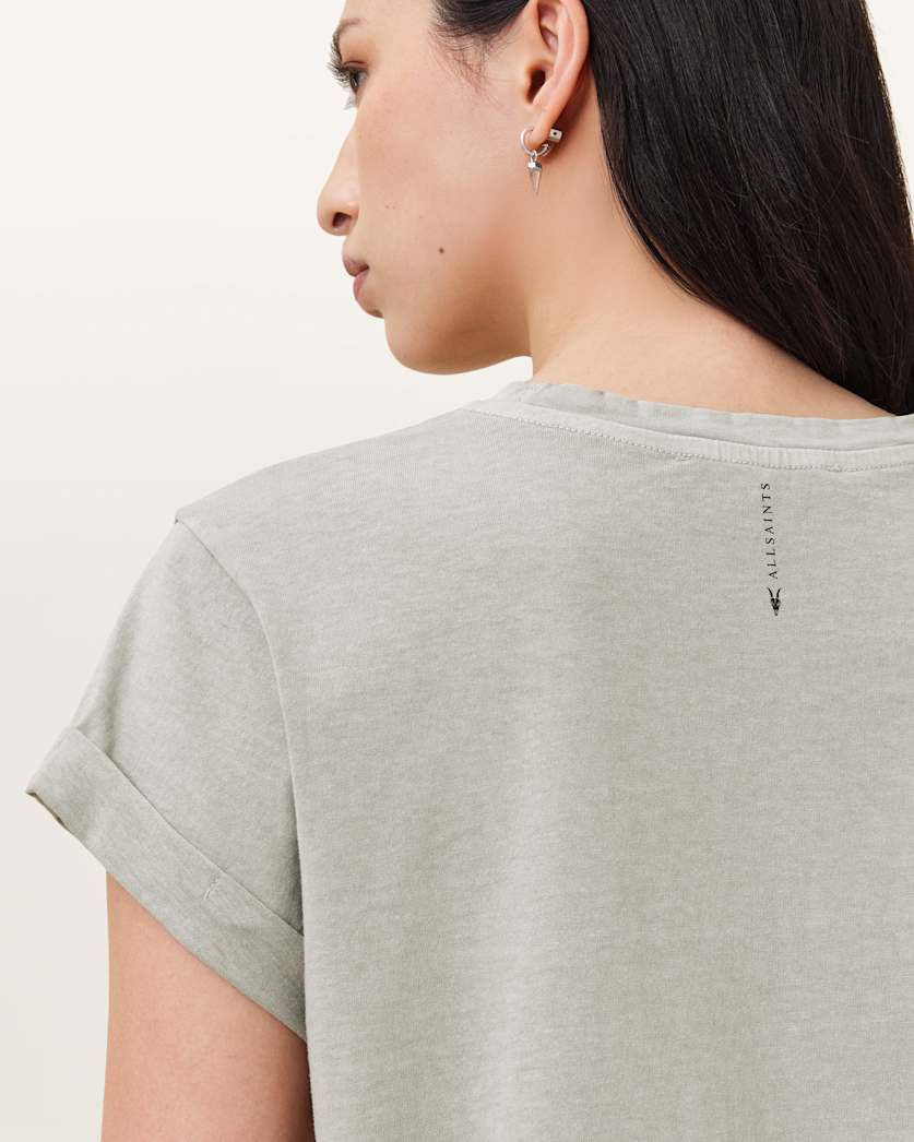 Anna Crew Neck Short Sleeve T-Shirt ABBEY STONE GREEN | ALLSAINTS US